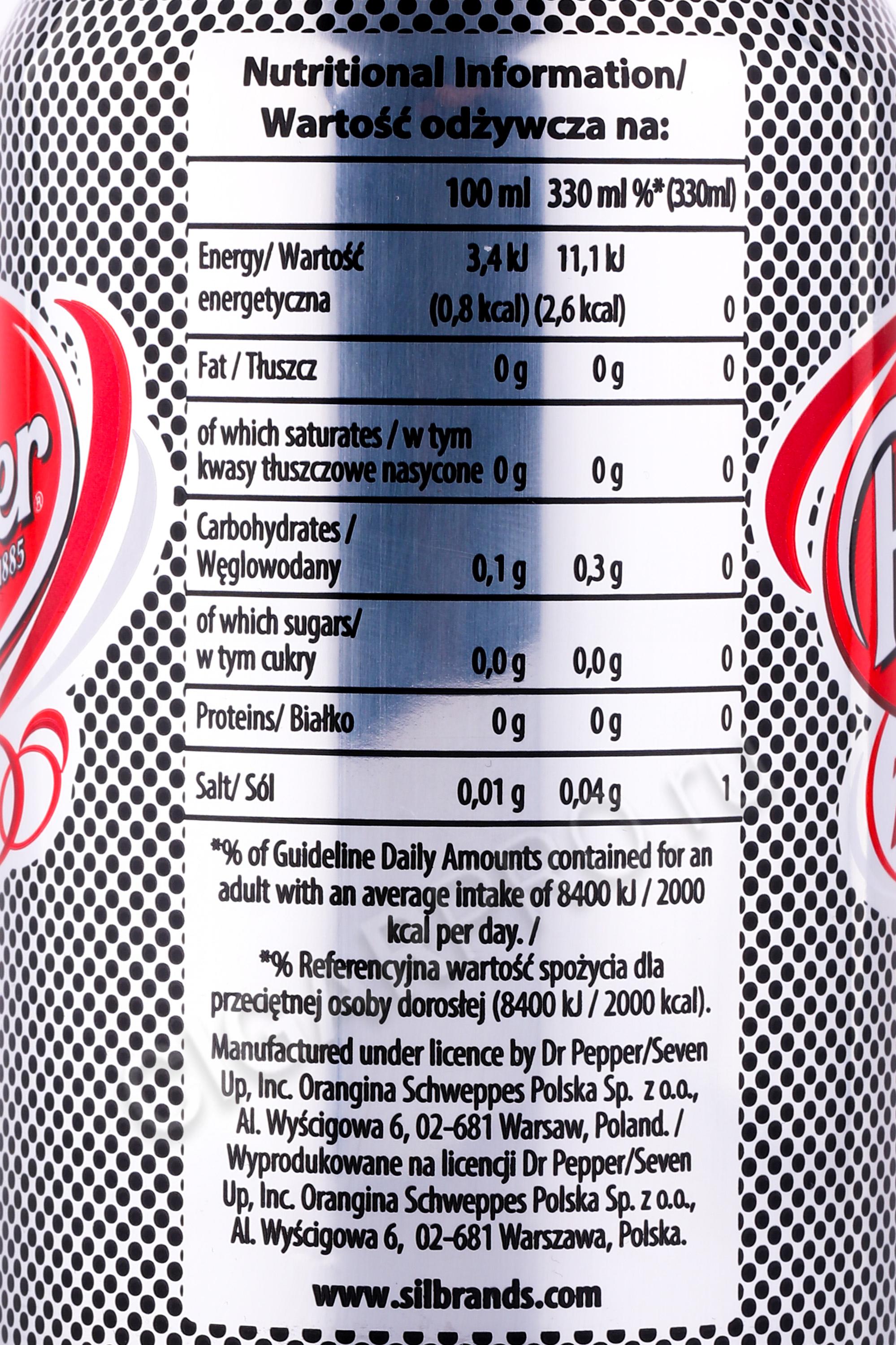 Dr Pepper Zero купить Лимонад Доктор Пеппер Зеро 0.33л цена